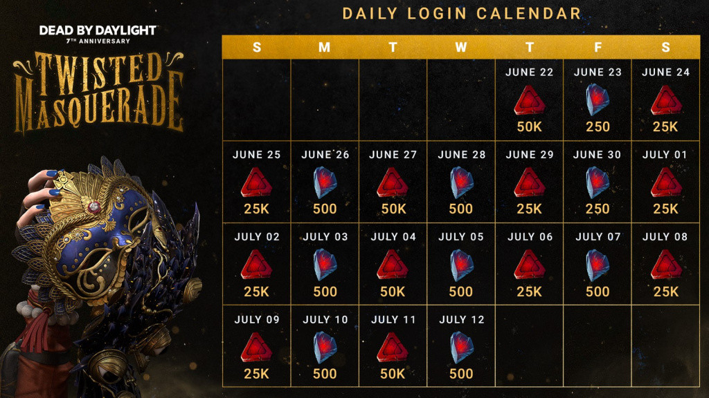Dead By Daylight Daily Login Rewards For Twisted Masquerade - GINX TV
