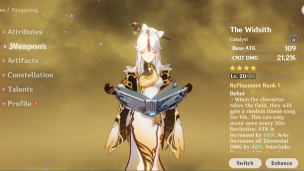 Genshin Impact The Widsith - How to get, stats and ascension materials ...